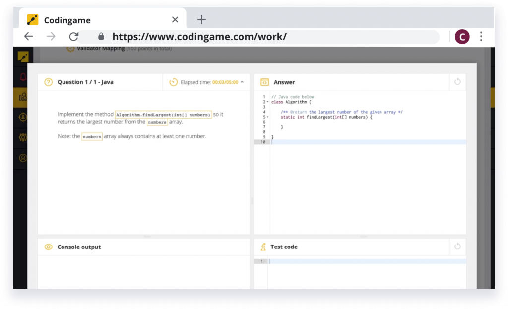 Nos fonctionnalités | Tests de programmation | CodinGame for Work