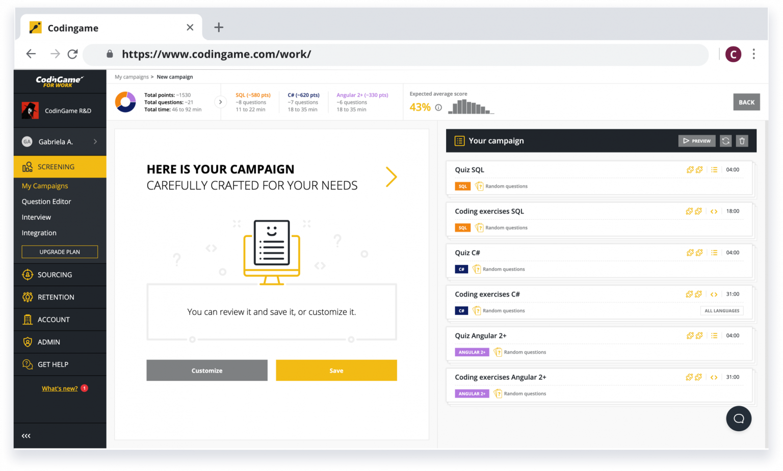 Product Tour | Coding Tests | CodinGame for Work